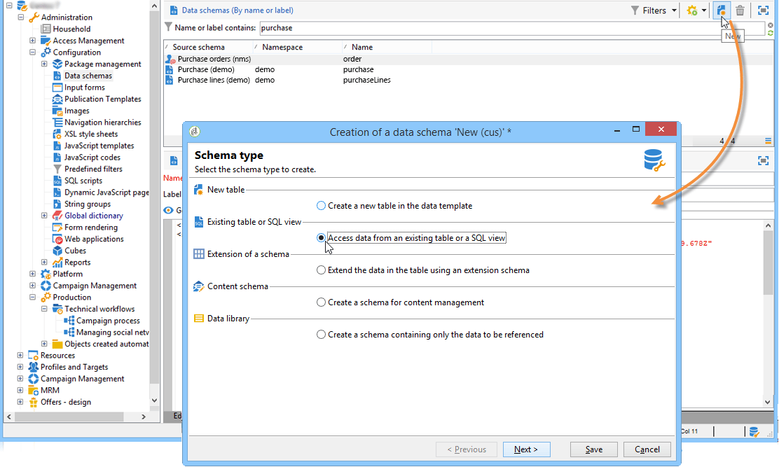 Schema einer vorhandenen Tabelle | Adobe Campaign