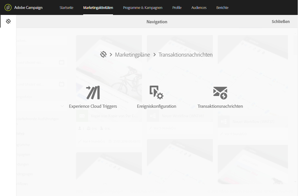 Triggers in Campaign verwenden | Adobe Campaign