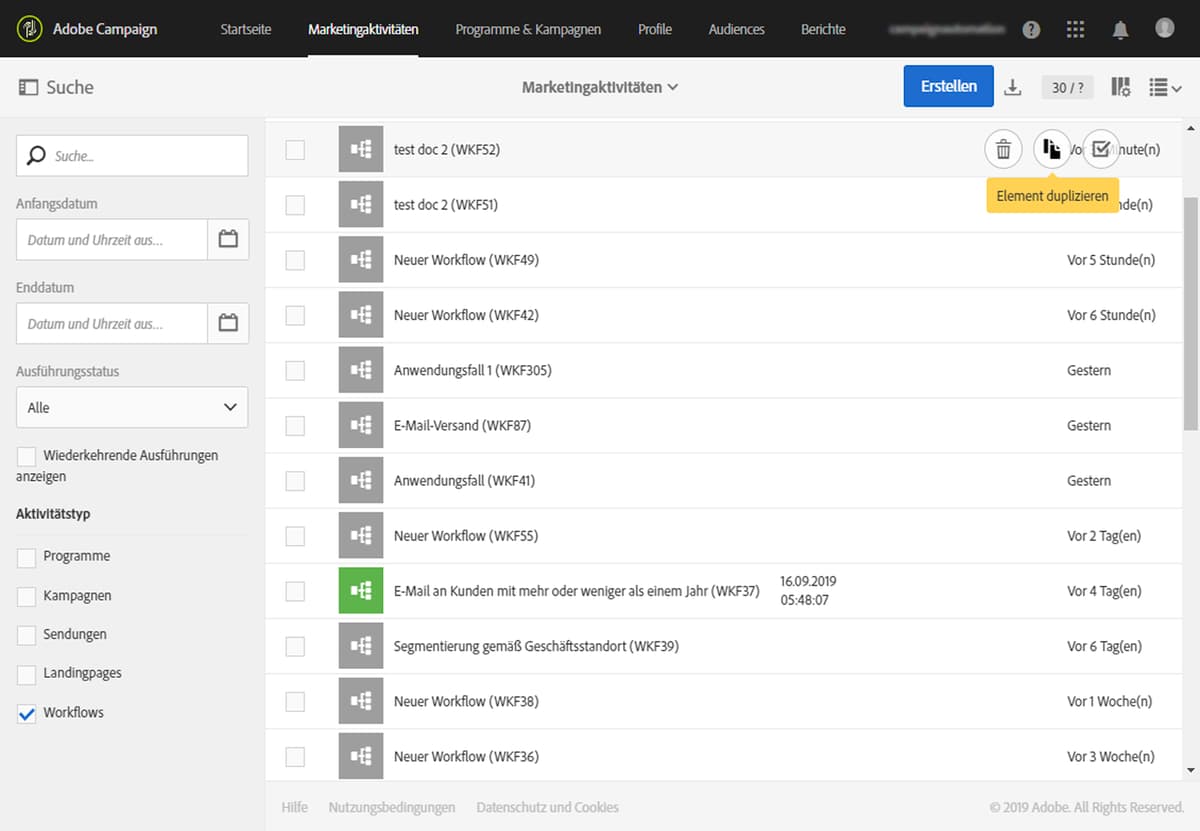 Best Practices bei Workflows | Adobe Campaign