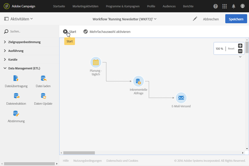 Workflow erstellen | Adobe Campaign