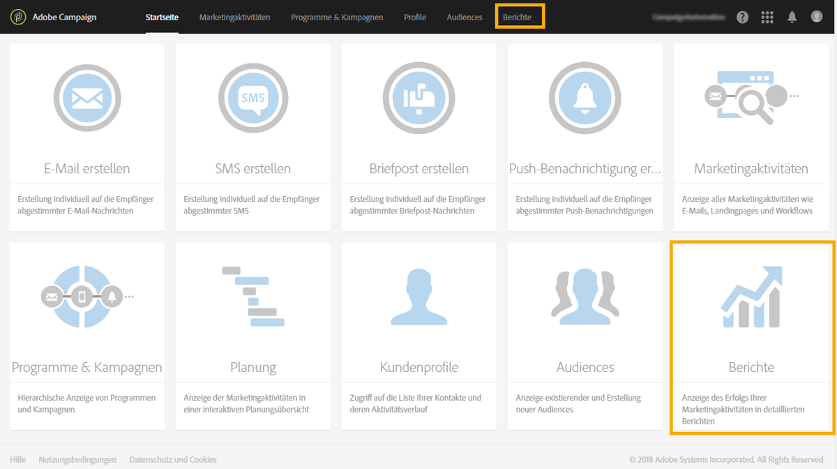 Erste Schritte mit dynamischen Berichten | Adobe Campaign