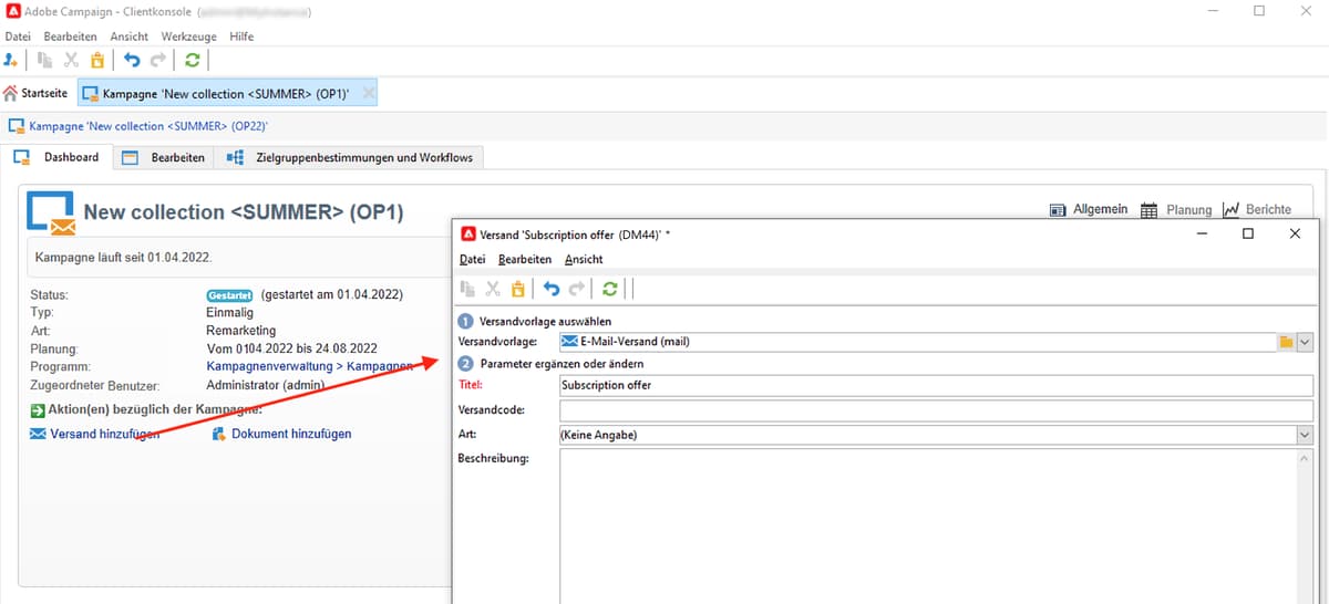 Sendungen für eine Marketing-Kampagne | Adobe Campaign