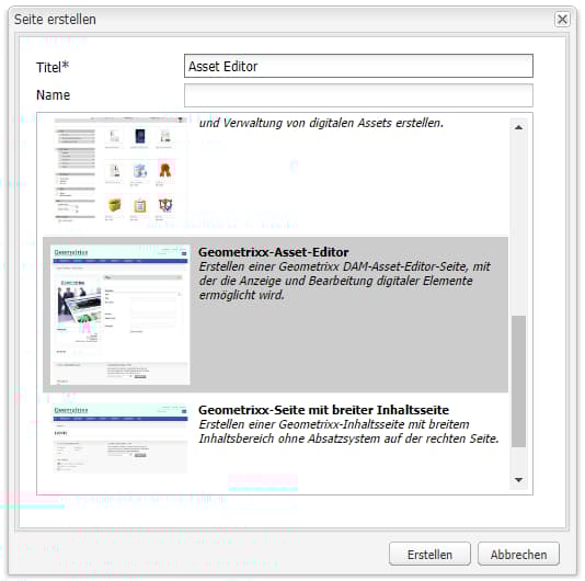 Erstellen und Konfigurieren von Asset-Editor-Seiten | Adobe Experience Manager
