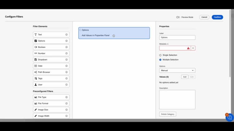 Custom search filters | Adobe Experience Manager
