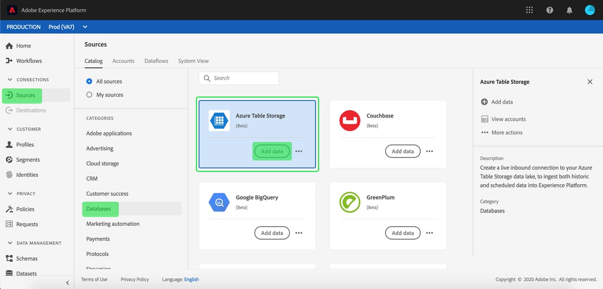 Erstellen einer Azure Table Storage Source-Verbindung in der ...