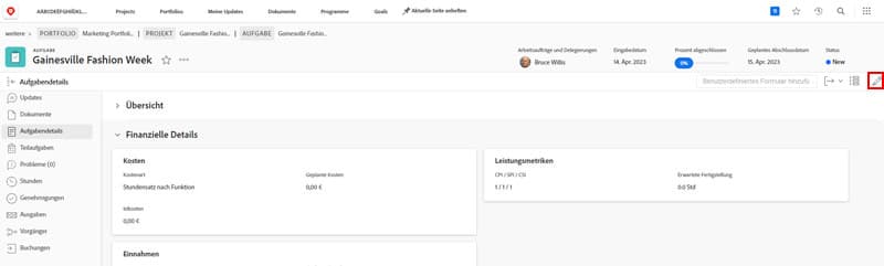 Bearbeiten eines benutzerdefinierten Formulars | Adobe Workfront