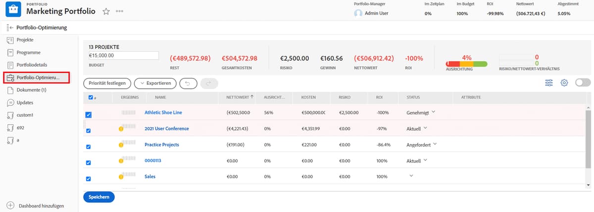 Prioritäten setzen und Arbeit verwalten mit dem Portfolio-Optimizer | Adobe Workfront