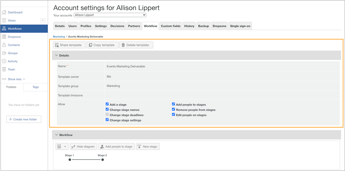 Bearbeiten einer automatisierten Workflow-Vorlage | Adobe Workfront