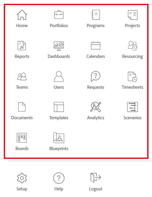 Anpassen des Hauptmenüs mithilfe einer Layout-Vorlage | Adobe Workfront