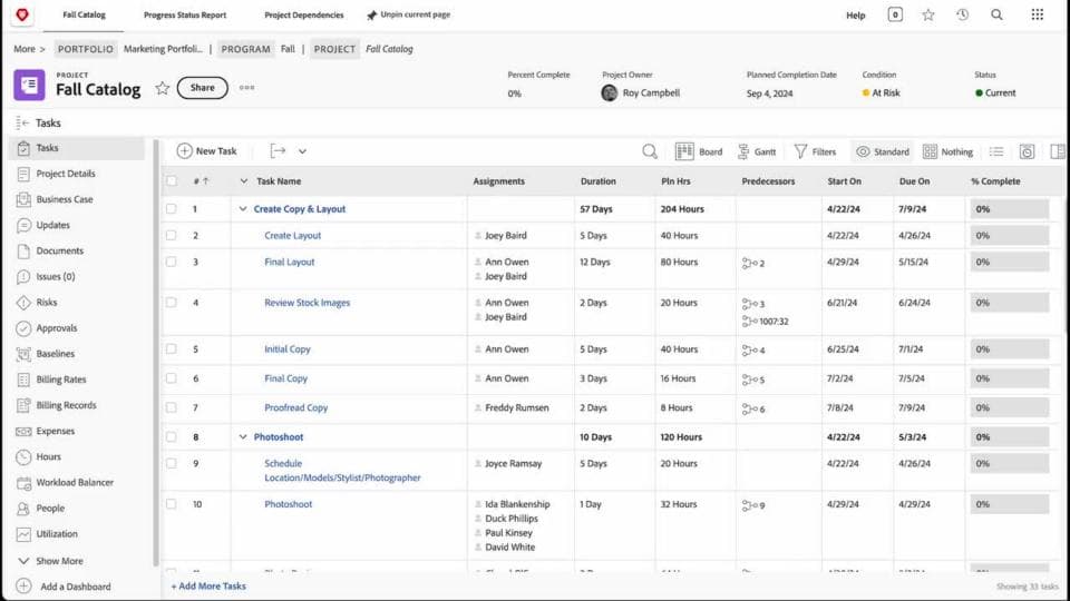 Verwalten eines Projekts | Adobe Workfront