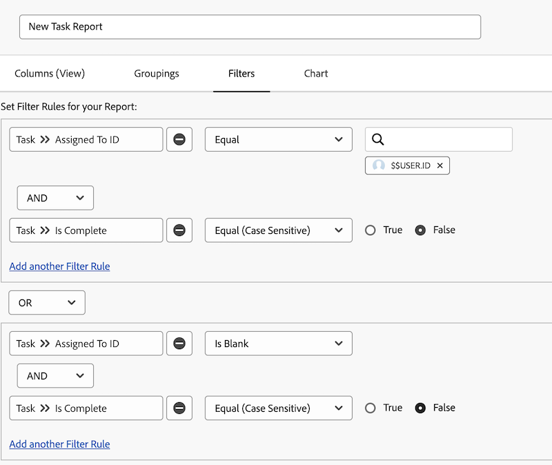 Create OR statements in filters | Adobe Workfront