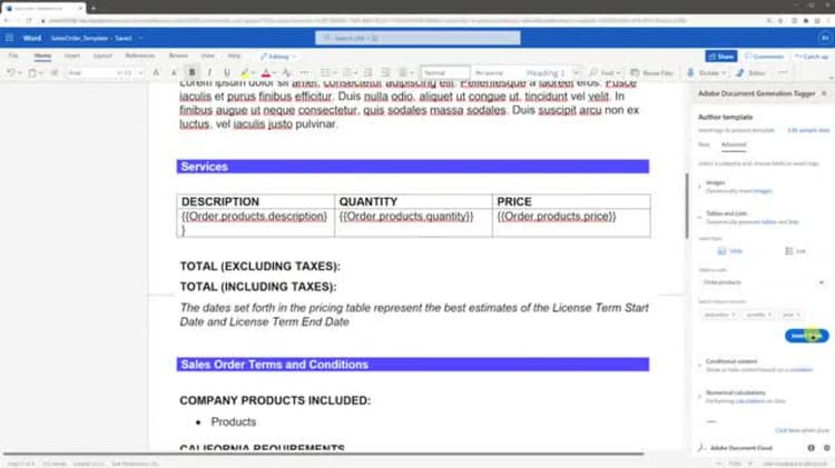Adding Tables and List Tags | Adobe Acrobat Services