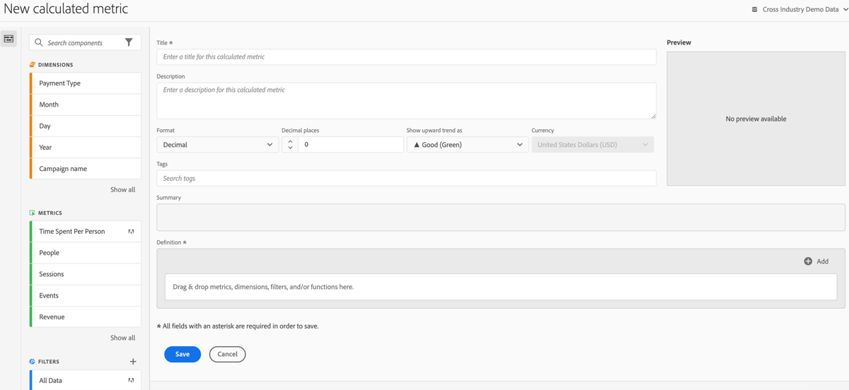 Build Metrics | Adobe Customer Journey Analytics