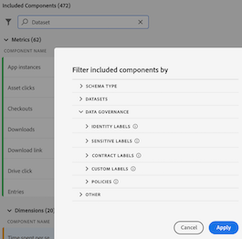 Labels and policies | Adobe Customer Journey Analytics