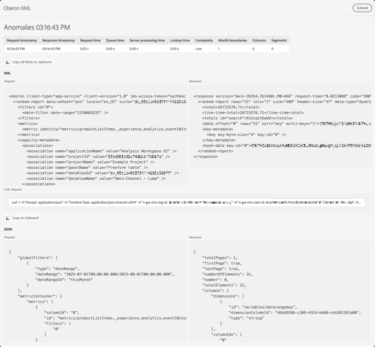 Project debugger | Adobe Customer Journey Analytics