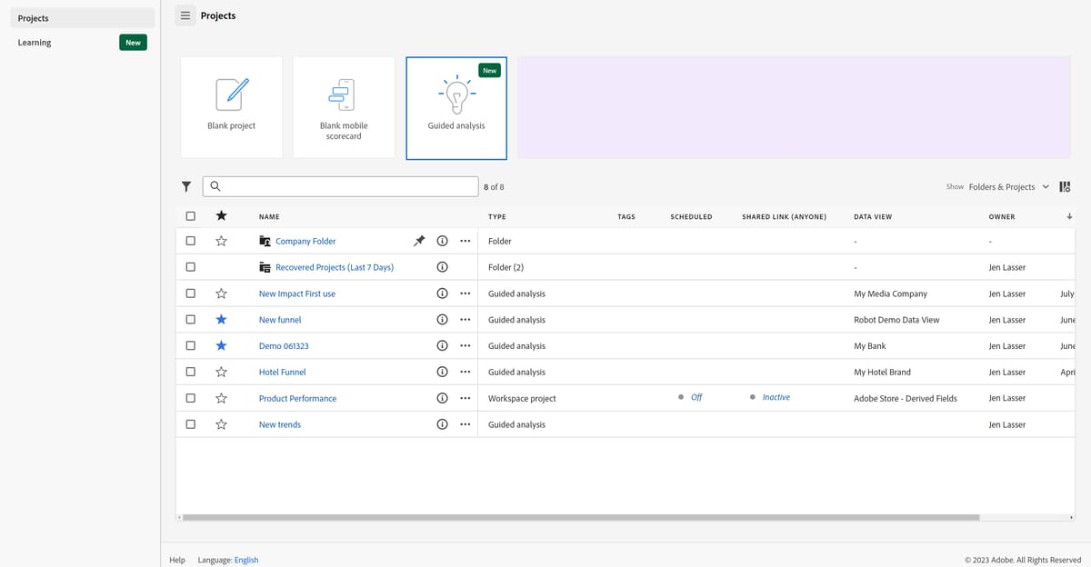 Guided analysis overview | Adobe Customer Journey Analytics