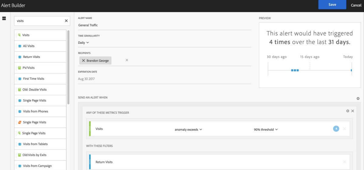 Alert Builder overview | Adobe Analytics