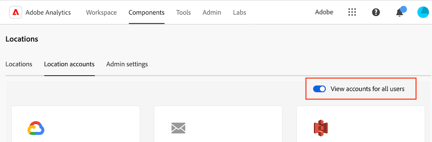 Configure cloud import and export accounts | Adobe Analytics