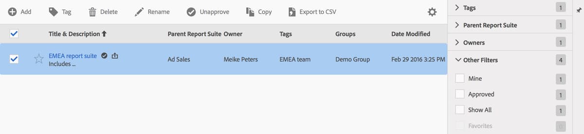 Manage virtual report suites | Adobe Analytics