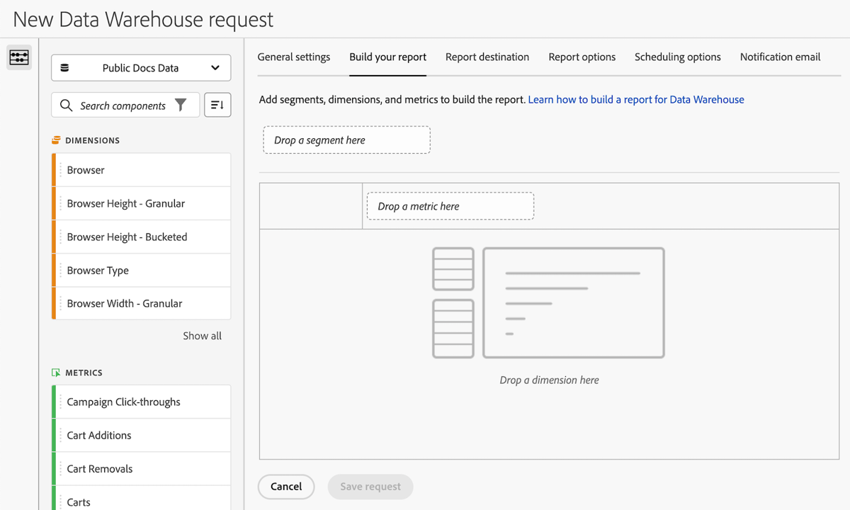 Build a report for a Data Warehouse request | Adobe Analytics