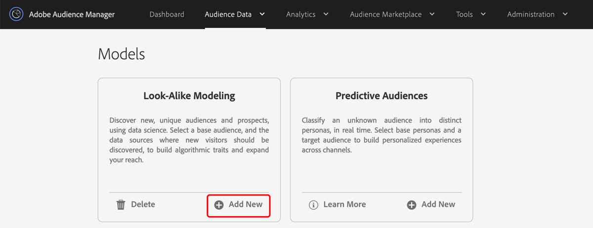 Create an Algorithmic Model | Adobe Audience Manager