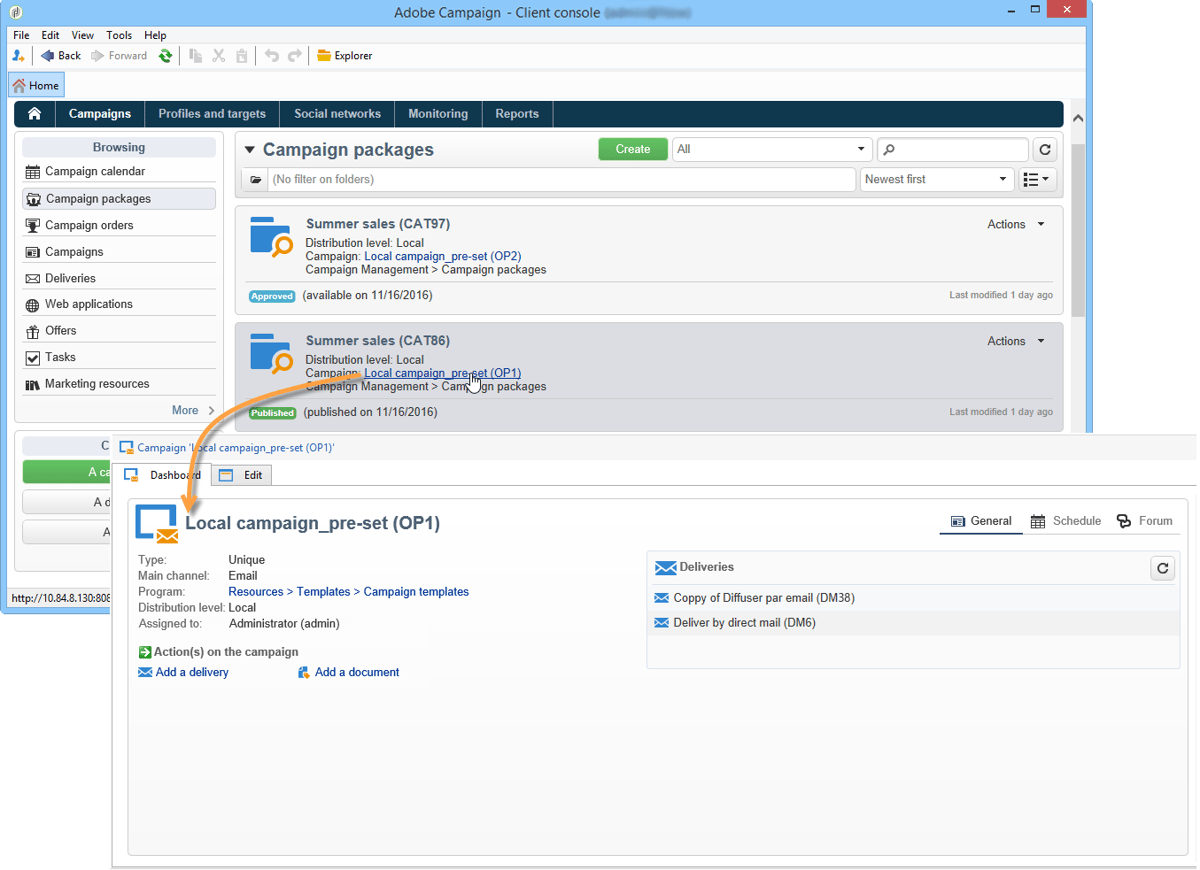 Accessing campaigns | Adobe Campaign