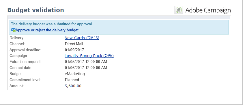 Set up and manage the approval process | Adobe Campaign