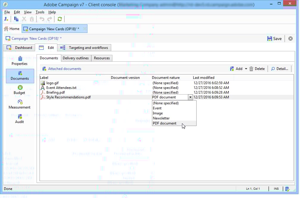 Marketing campaign documents and delivery outlines | Adobe Campaign