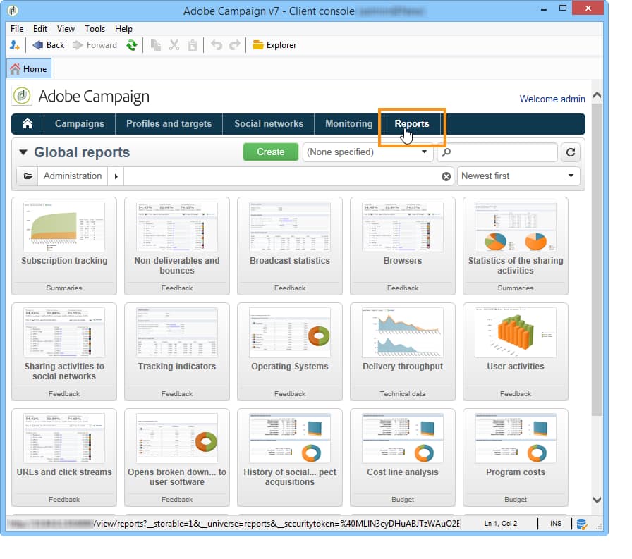 About Campaign built-in reports | Adobe Campaign