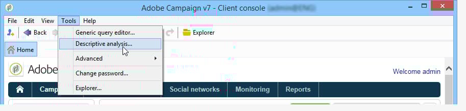 Use the descriptive analysis wizard | Adobe Campaign