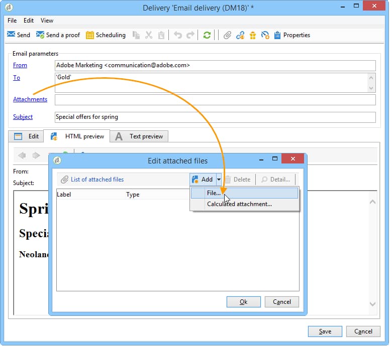 Attaching files | Adobe Campaign