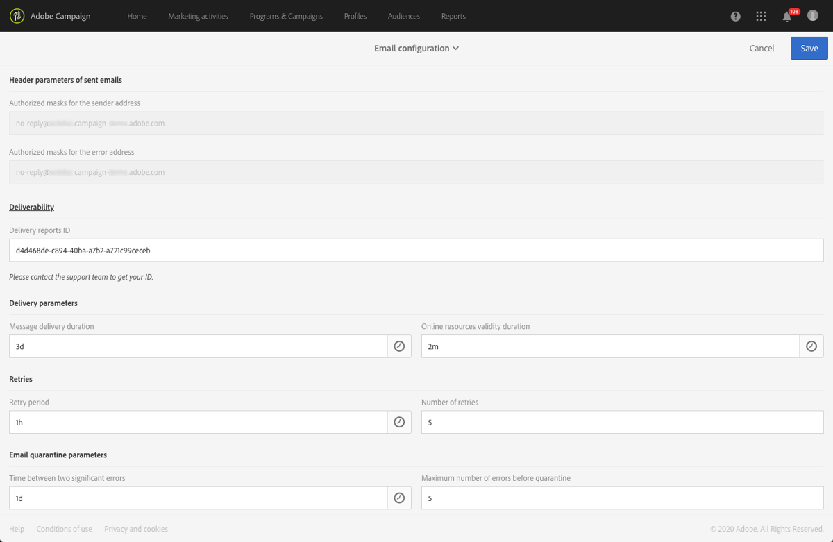 Configuring email channel in Adobe Campaign Standard | Adobe Campaign