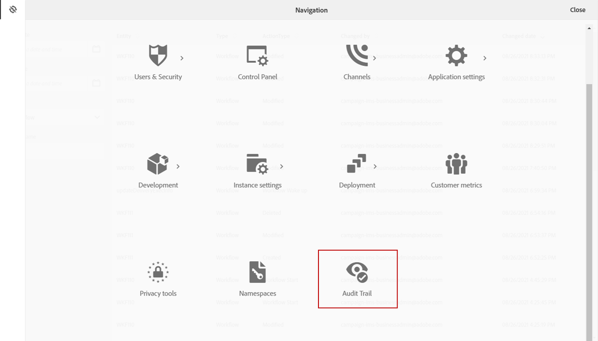 Audit Trail | Adobe Campaign