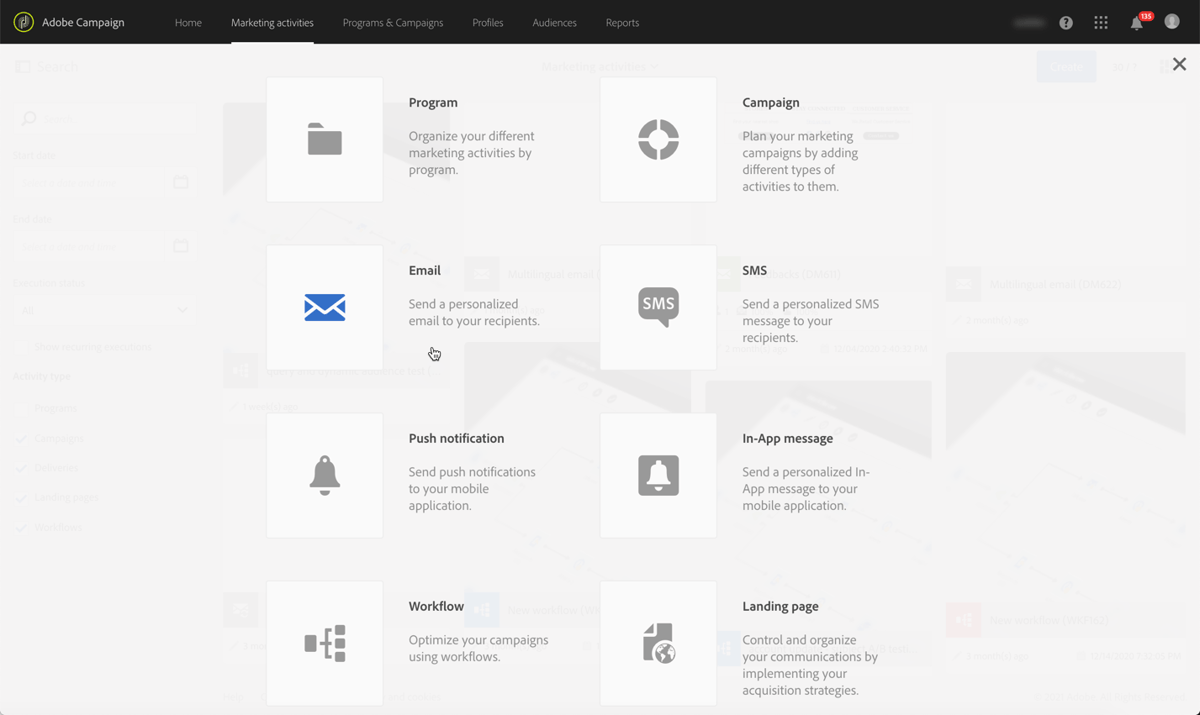Key steps to send a message | Adobe Campaign