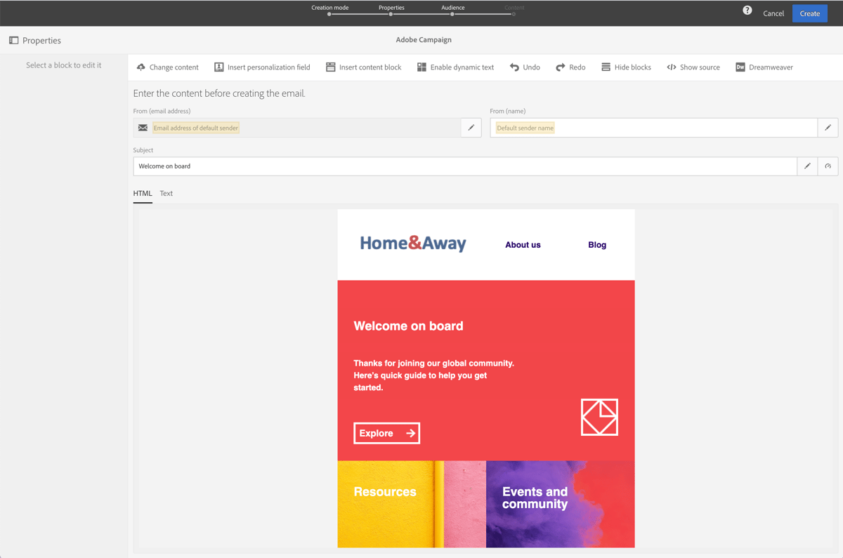 Converting Legacy Editor Email to the Email Designer | Adobe Campaign