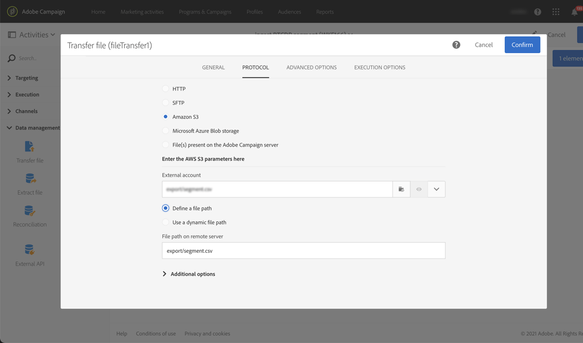 Ingest Adobe Experience Platform audiences into Campaign | Adobe Campaign