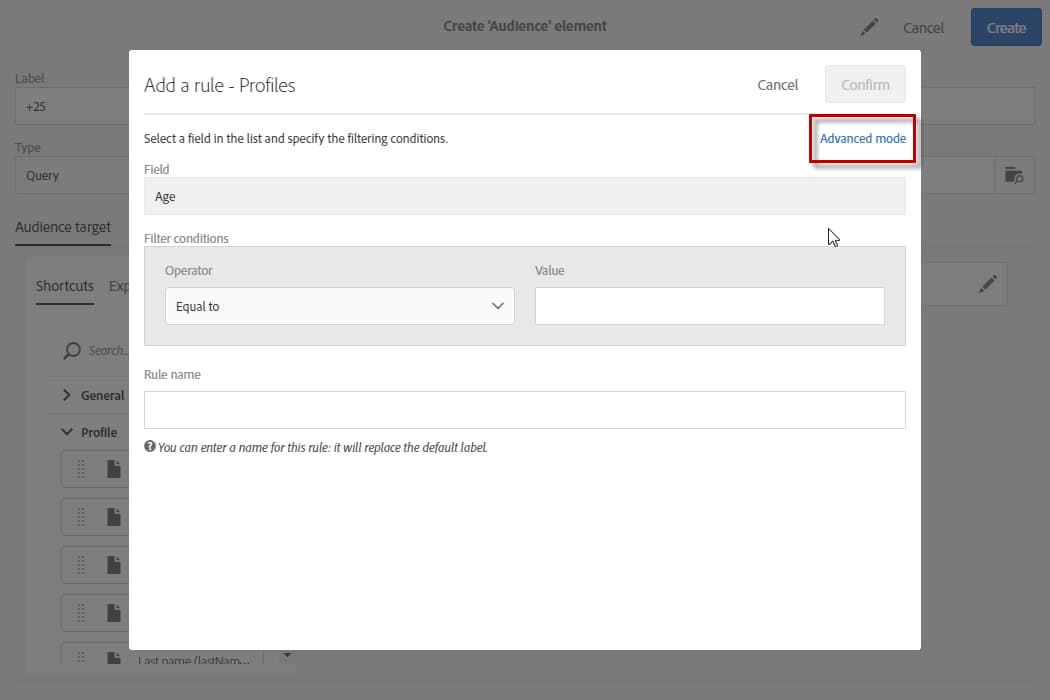 Advanced expression editing | Adobe Campaign