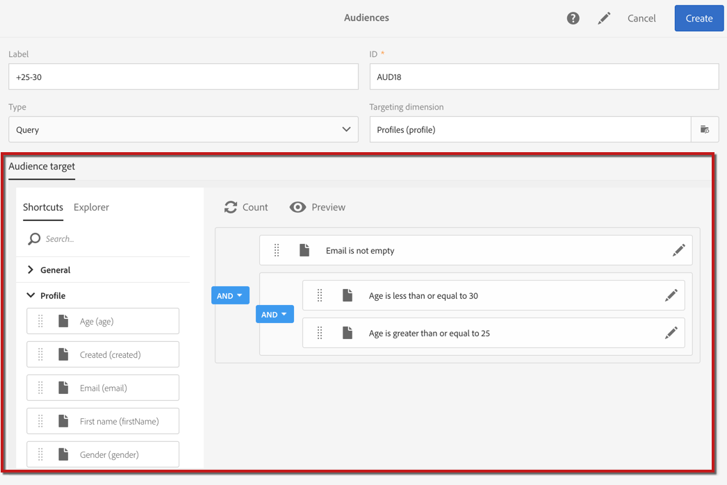 Editing queries | Adobe Campaign
