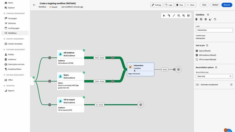 Create a targeting workflow | Adobe Campaign