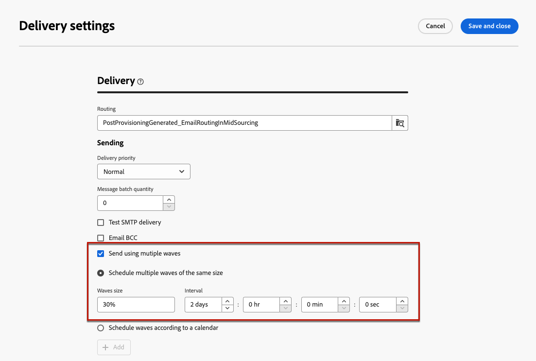 Sending using waves | Adobe Campaign