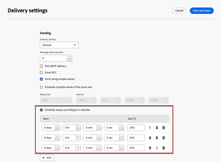 Sending using waves | Adobe Campaign