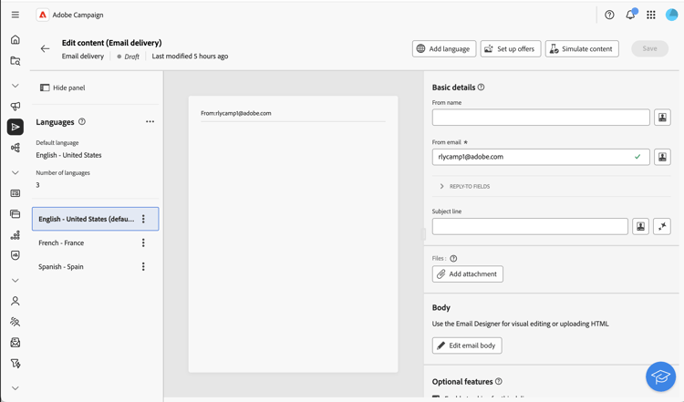 Configure a multilingual delivery | Adobe Campaign