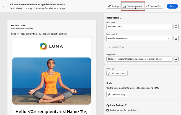 Preview delivery content | Adobe Campaign