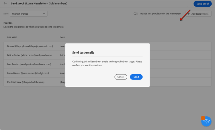 Send proofs | Adobe Campaign