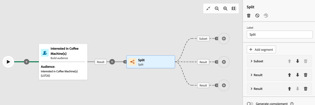 Use the Split workflow activity | Adobe Campaign
