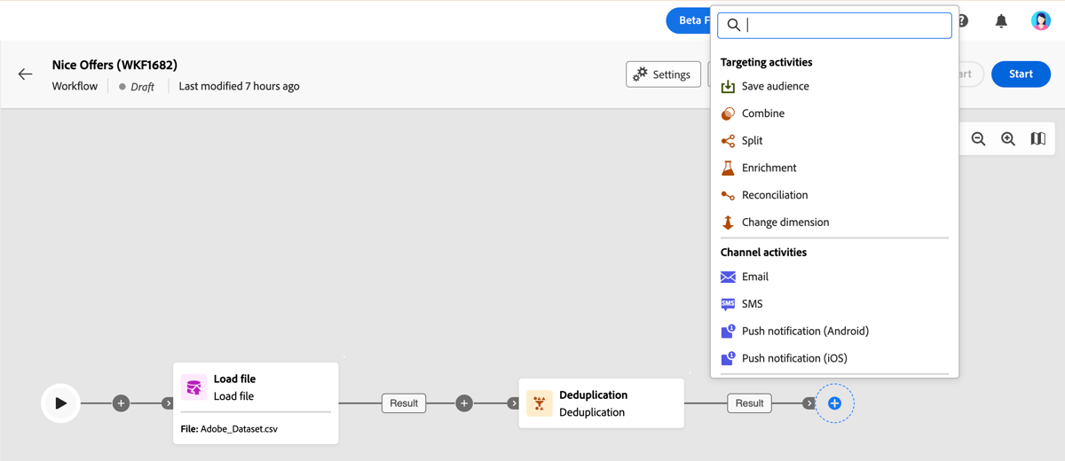 Work with workflows activities | Adobe Campaign