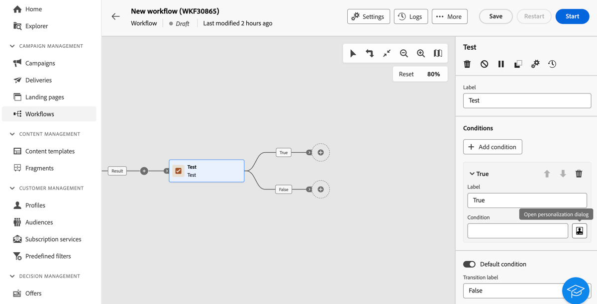 Use The Test Workflow Activity Adobe Campaign