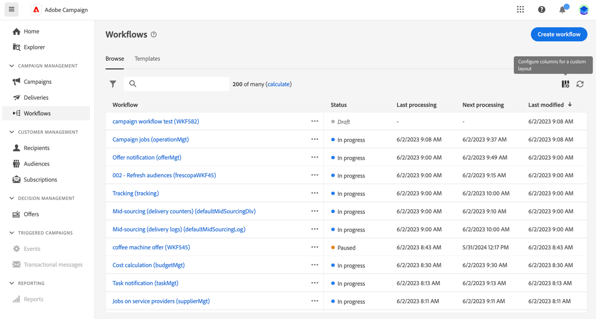 Create workflows with Adobe Campaign Web | Adobe Campaign