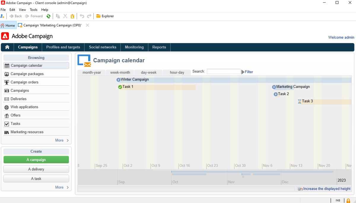 Creating and managing tasks | Adobe Campaign