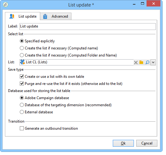 List update | Adobe Campaign